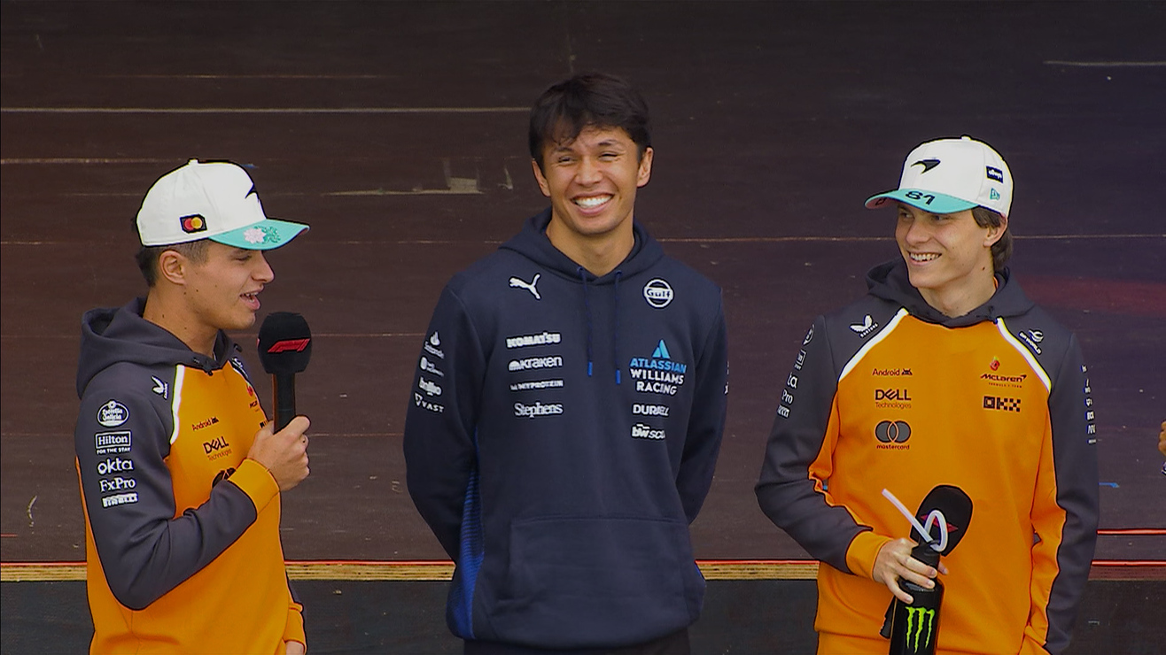 2025 Sao Paulo GP: Alex Albon joins the McLaren pair on the Fanzone stage