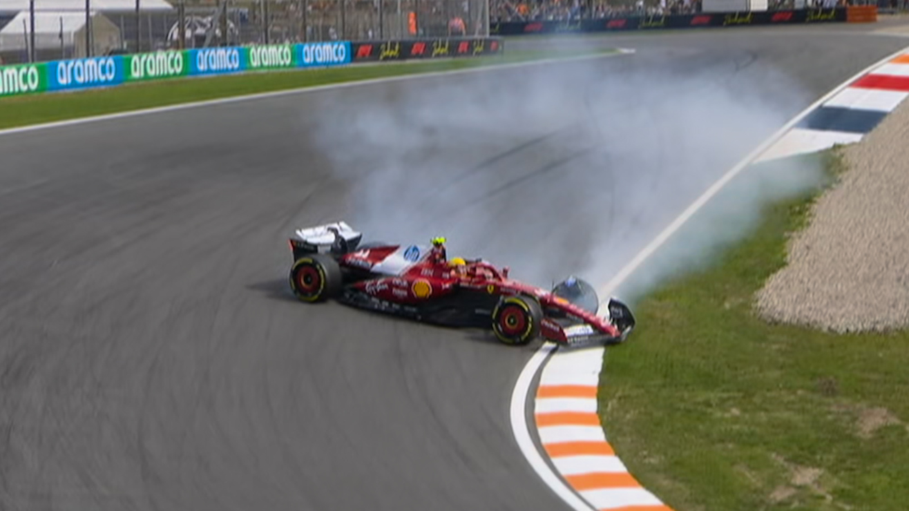 2025 Dutch GP FP1: Hamilton avoids the barriers after spin in first ...