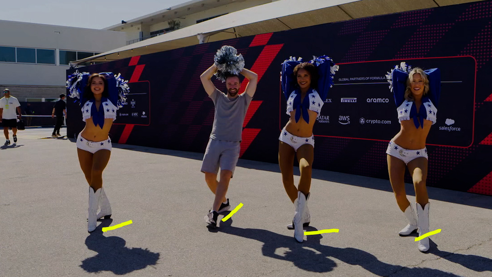 Jolyon Palmer analyses James Hinchcliffe’s dance moves with the Dallas ...