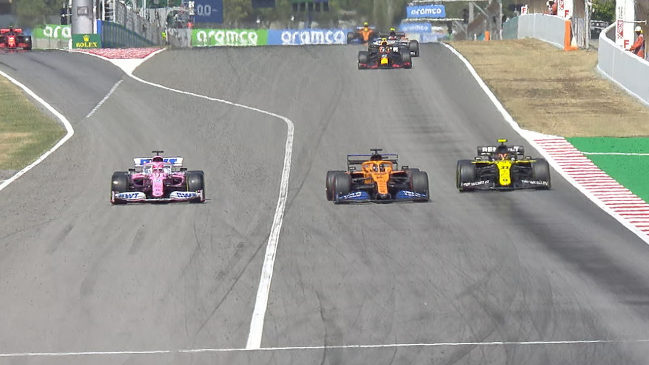 Spanish Grand Prix: Sainz passes Ocon as Perez exits pits
