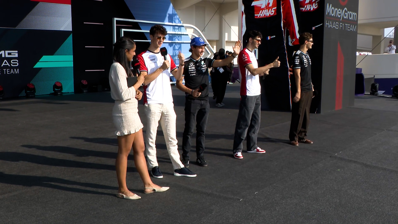 2025 Qatar GP: The Mercedes and Haas drivers hit the Fanzone stage