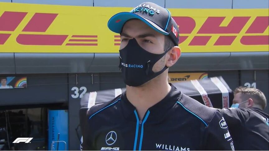 Williams crew 'drop' fragile package during live Latifi interview