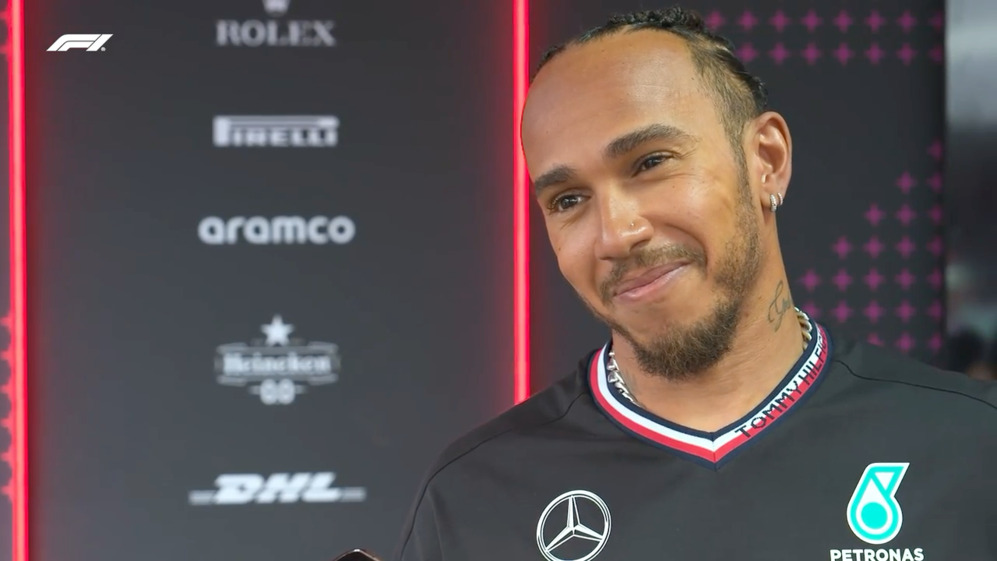 ‘It’s been a good day’ – Hamilton smiling after leading FP1 and going ...