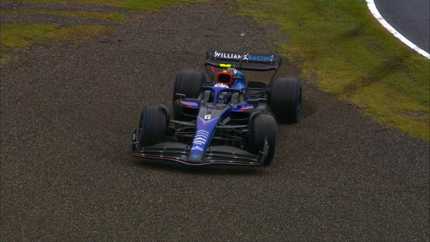2022 Japanese GP FP1: Latifi slides into gravel at wet Suzuka