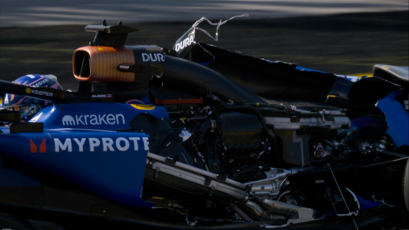 2025 Canadian GP Qualifying: Albon’s engine cover flies off his car on ...
