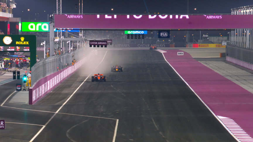 2023 Qatar GP Sprint: Oscar Piastri crosses the line to take his maiden F1 victory in the Sprint
