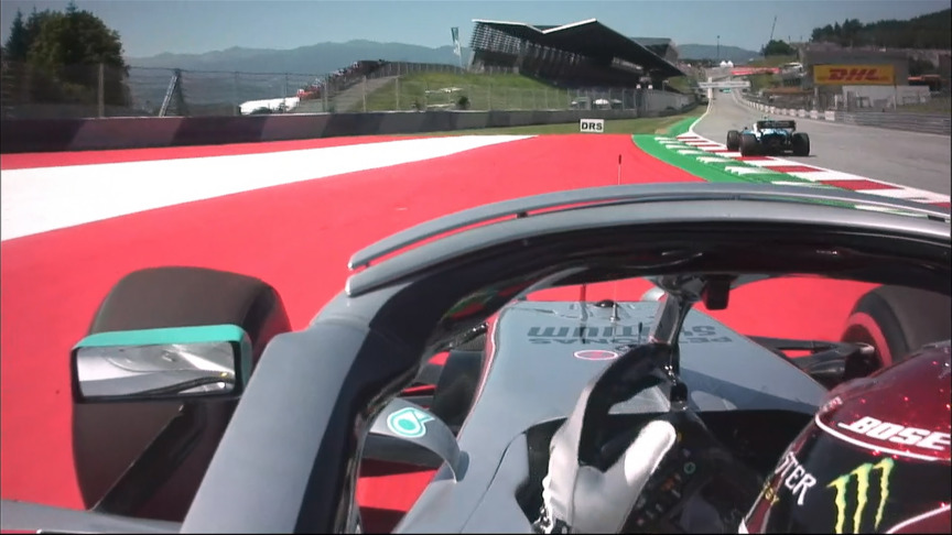 FP1: Hamilton slides wide at final corner after getting close to Kubica