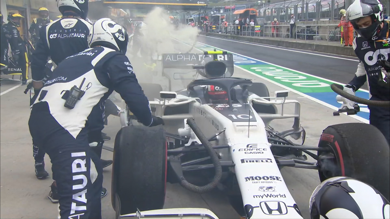 Hungarian GP: Fire in pit lane as Pierre Gasly retires