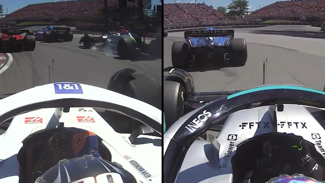 SIDE-BY-SIDE: Watch as Hamilton and Magnussen battle it out at the race ...